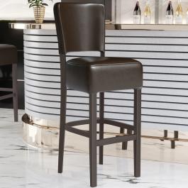 LUCA ARM | Gastro Barhocker | Leder | Holz | Rot | mit Lehne ...