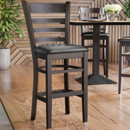 ALESSANDRO | Gastro Barhocker | Leder | Holz | Schwarz | mit Lehne ...