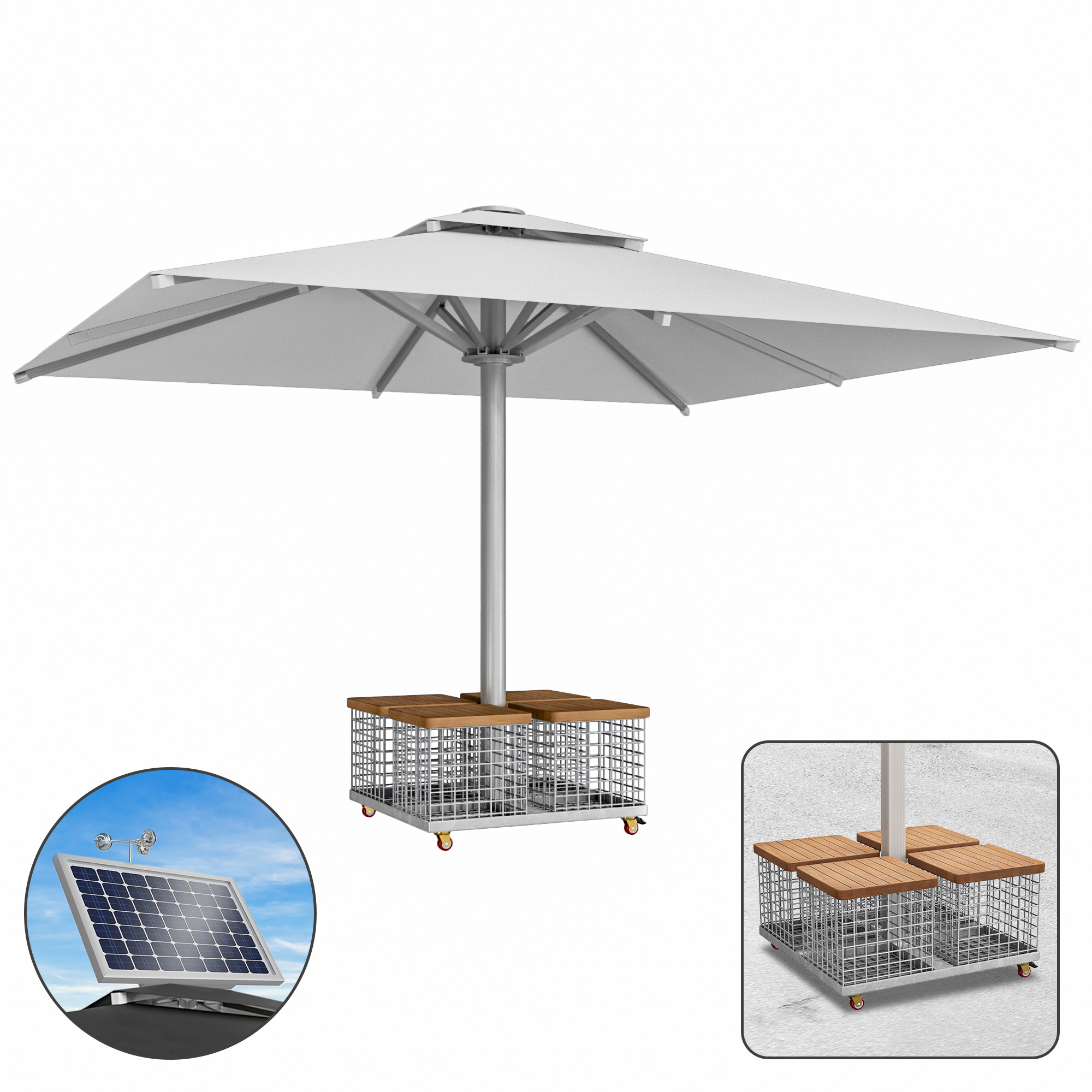 SUN LEON | Gastro Sonnenschirm Premium | B:T 400 x 500 cm | Grau ...